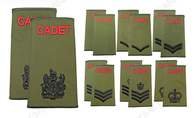 NEW British Army ACF CCF Cadets RANK SLIDES Olive Green Uniform Patches ...