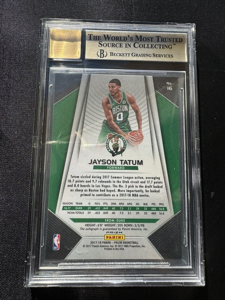 2017 Prizm Jayson Tatum RC #16 Fast Break Auto 10 Only 3 With All 4 BGS 9.5 | eBay