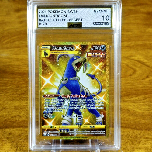 Pokemon SWSH Battle Styles Secret Houndoom 179/163 AGS Gem-MT 10 Holo ...