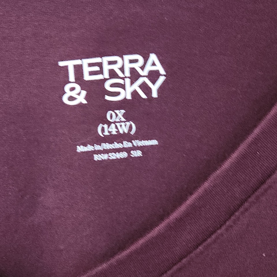 Two Terra & Sky Women's Plus 0X Two V-Neck Long Sleeve Knit Blue ...