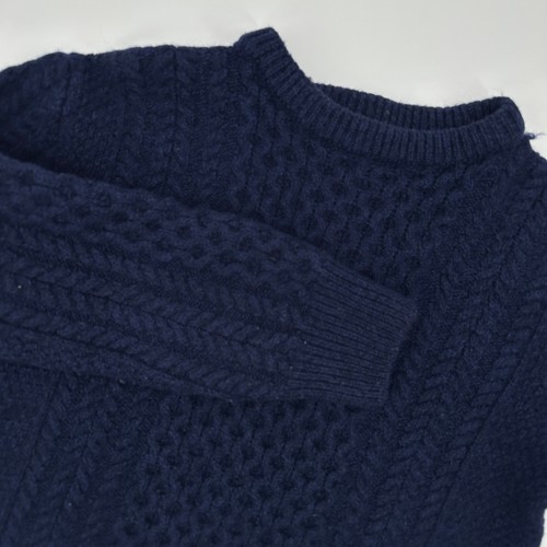 Original Aran Co. Mens Merino Wool Cable Knit Sweater Blue Medium ...