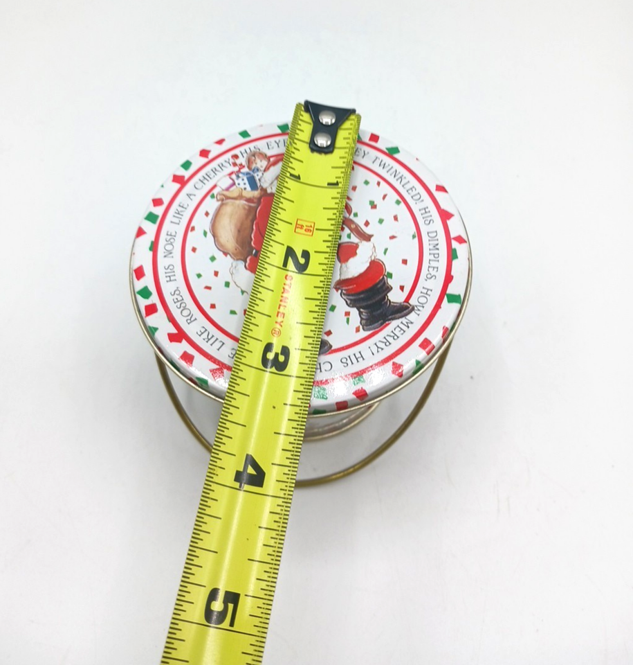 Vintage Christmas Red Green Confetti Santa Claus Small Tin Pail Bucket ...