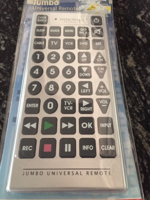 Innovage Jumbo Universal Remote 11" x 5" 8 Devices TV VCR DVD Cable ...