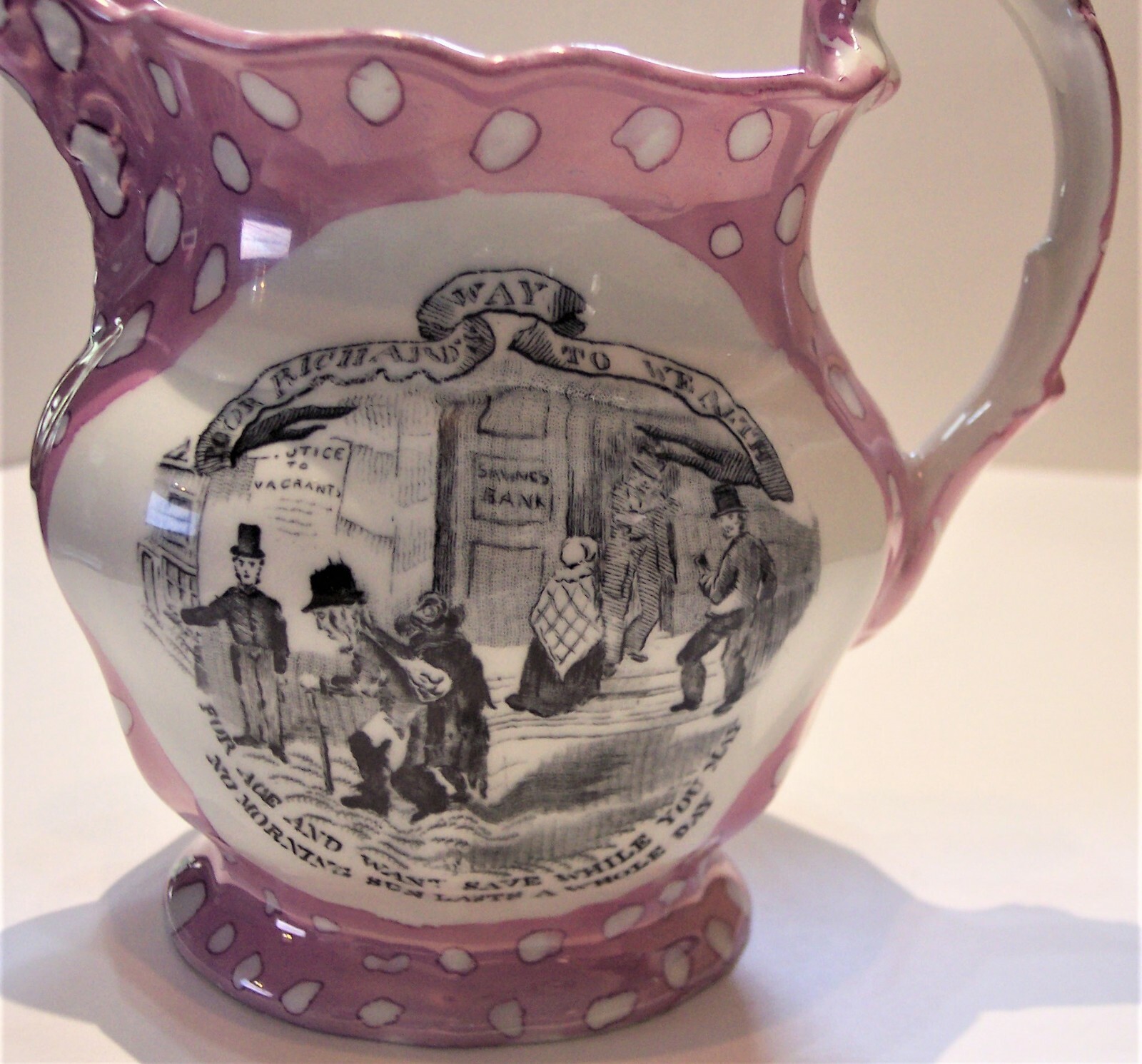 Sunderland Luster pitcher Poor Richards Way Wealth Ben Franklin Maling ...