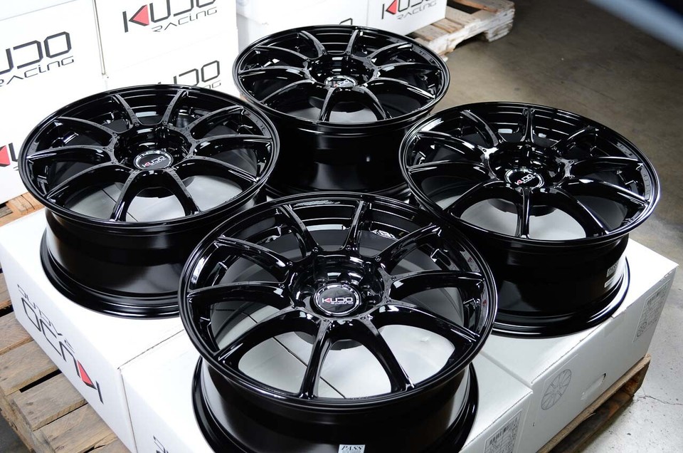 Flow Formed Kudo Racing 15x7 5x100 5x114.3 Black Wheels Rim Lightweight ...