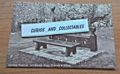 Lewes Castle Whipping Post Stocks and Stool Photochrom Sepiatone ...