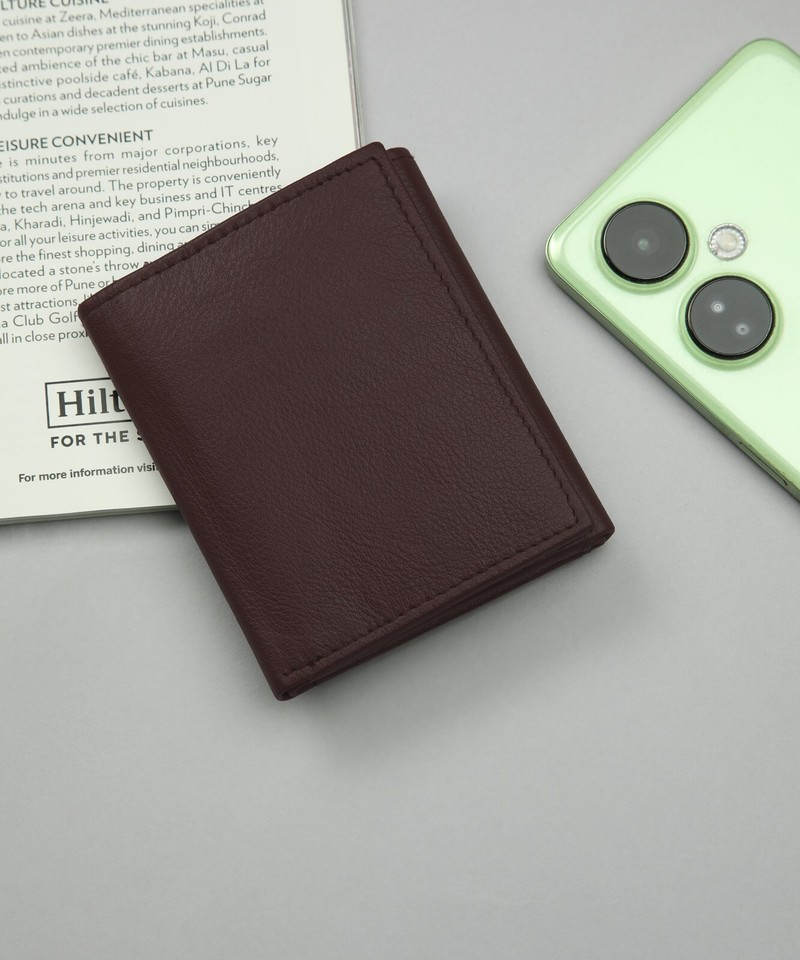 Genuine Leather Mens Wallet Slim Trifold Wallets For Men With ID Window ...