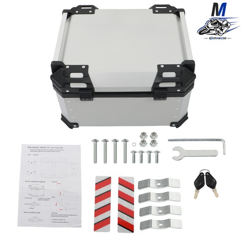 Luggage Tour Tail Tool Box Lock 55L Motorcycle Aluminum Trunk Rear Top ...