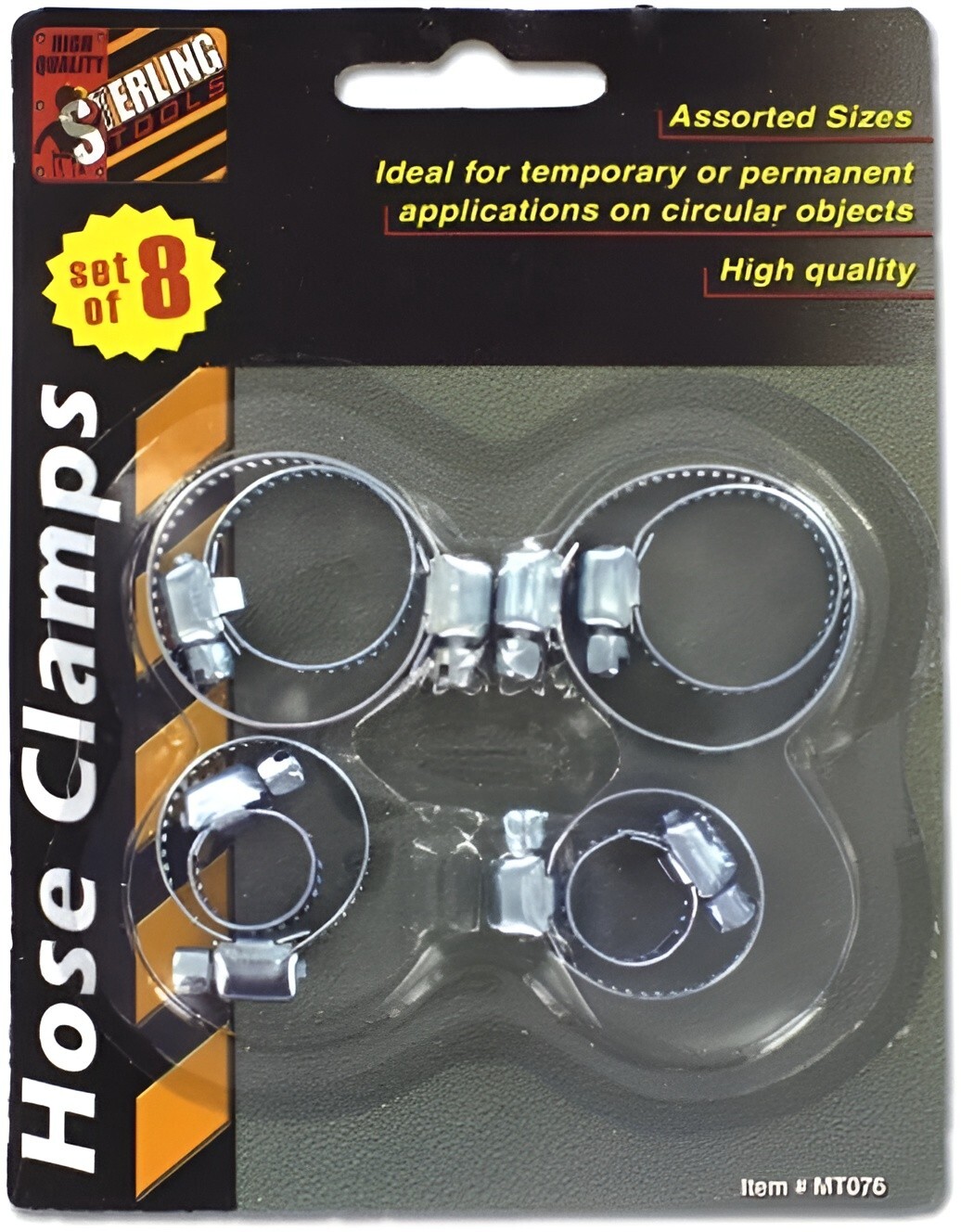 8-Piece Metal Hose Clamps Set - Silver MT076 Assorted Sizes Durable ...
