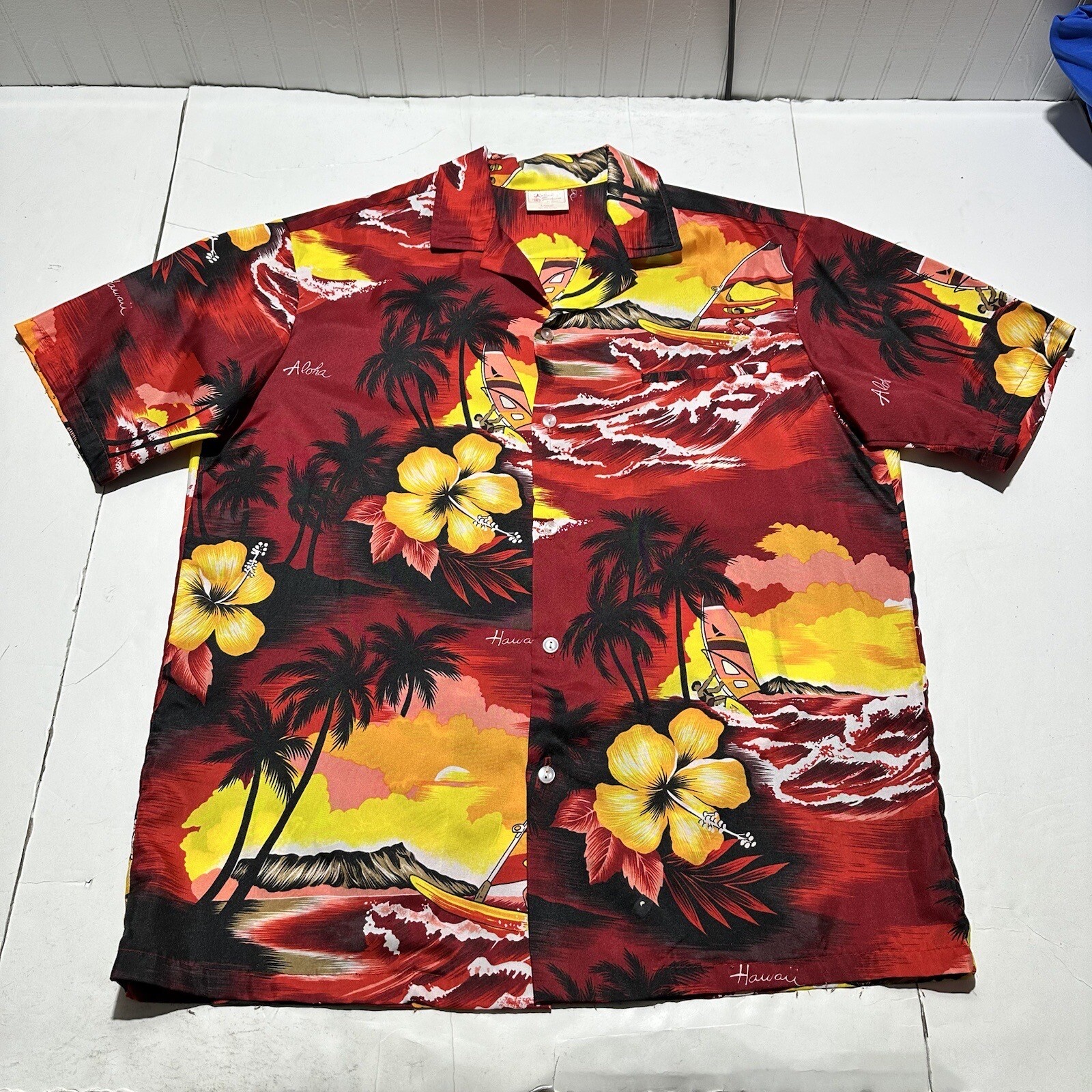 Vintage Hawaiian Shirt Men’s L Button Up Multicolored Kalena Fashions ...