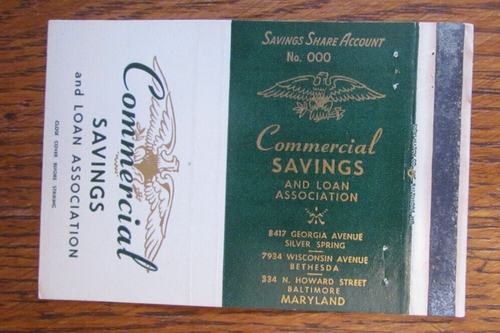 40 STRIKE MATCHBOOK COVER: COMMERCIAL SAVINGS BETHEDA SILVER SPRING ...
