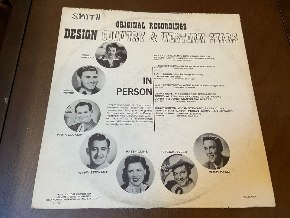 Country & Western Stars~DLP-601~Jimmy Dean, Patsy Cline, Carl Belew ...