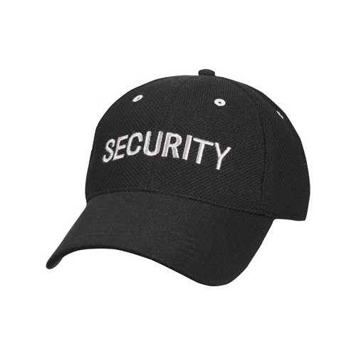 Black Security Cap Adjustable Lightweight Mesh Summer White Embroidered ...