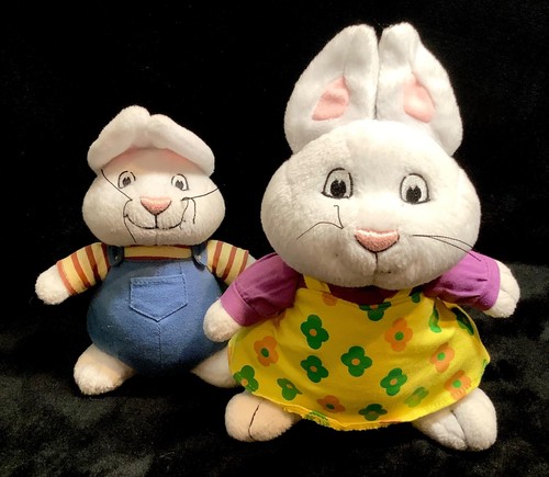 Gund Max and Ruby Lot of 2 Bunny Rabbits Plush Stuffed Animal Overalls ...
