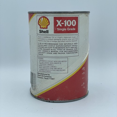 Vintage Shell X-100 Motor Oil Can 1 US Quart Empty Punched Top Made In ...