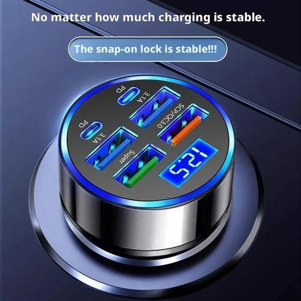 300W USB Car Charger PD QC3.1 USB C Fast Charge Adapter for iPhone ...