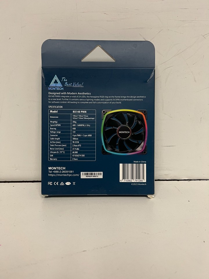 Montech RX140 ARGB 140mm Rifle Bearing Reversed Case Fan - Black | eBay