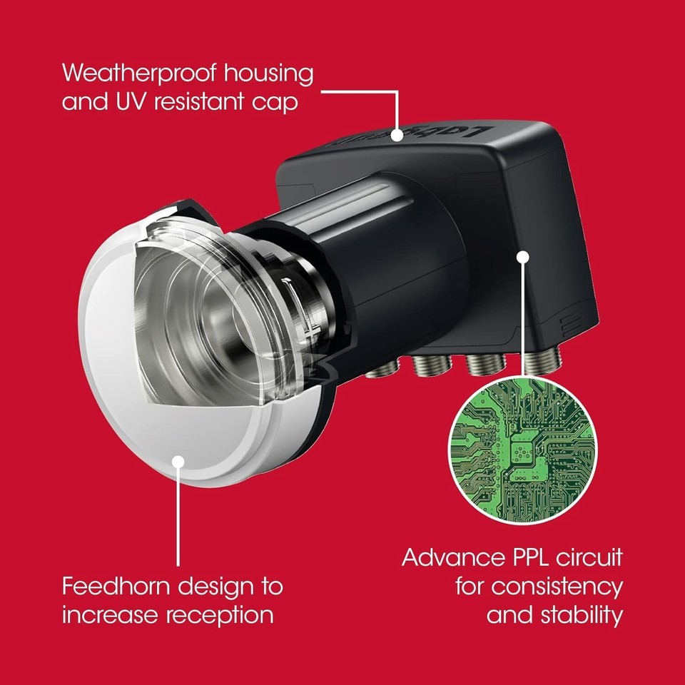 Quad LNB 4 Output Labgear Universal Satellite for SKY HD Freesat with ...