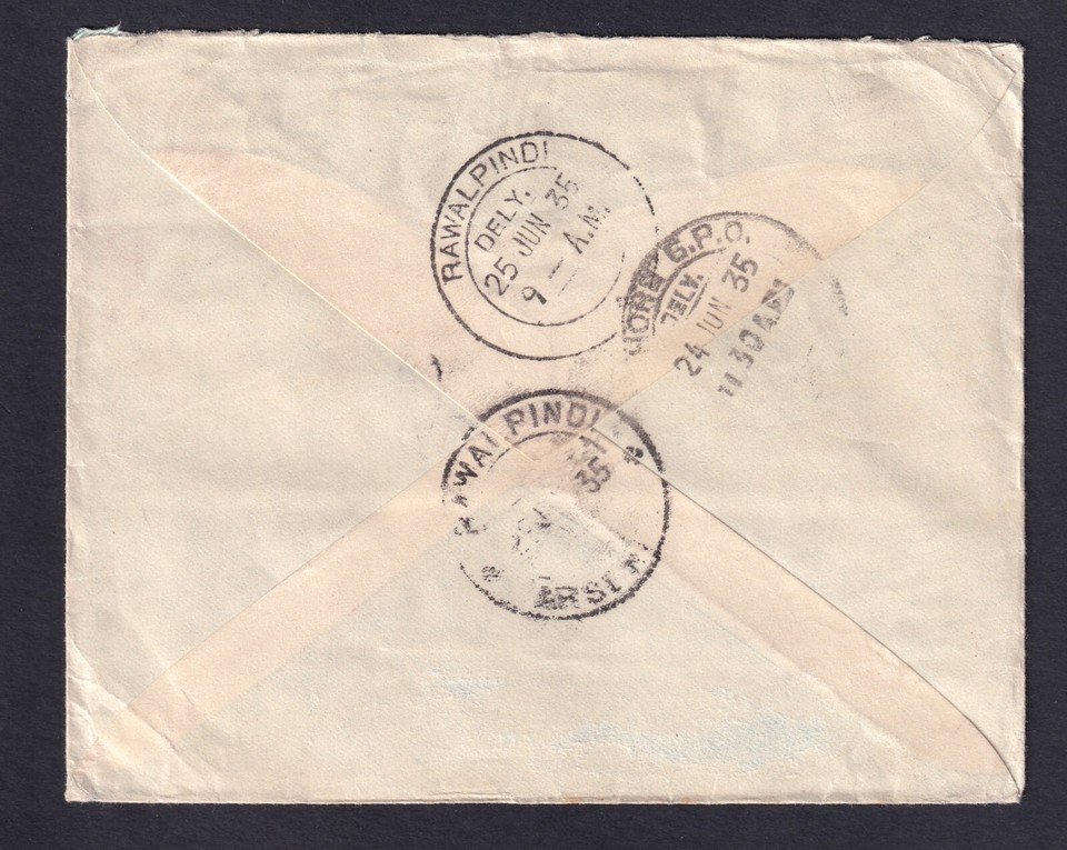 GB good used KGV air mail envelope to India with Silver Jubilee stamps ...