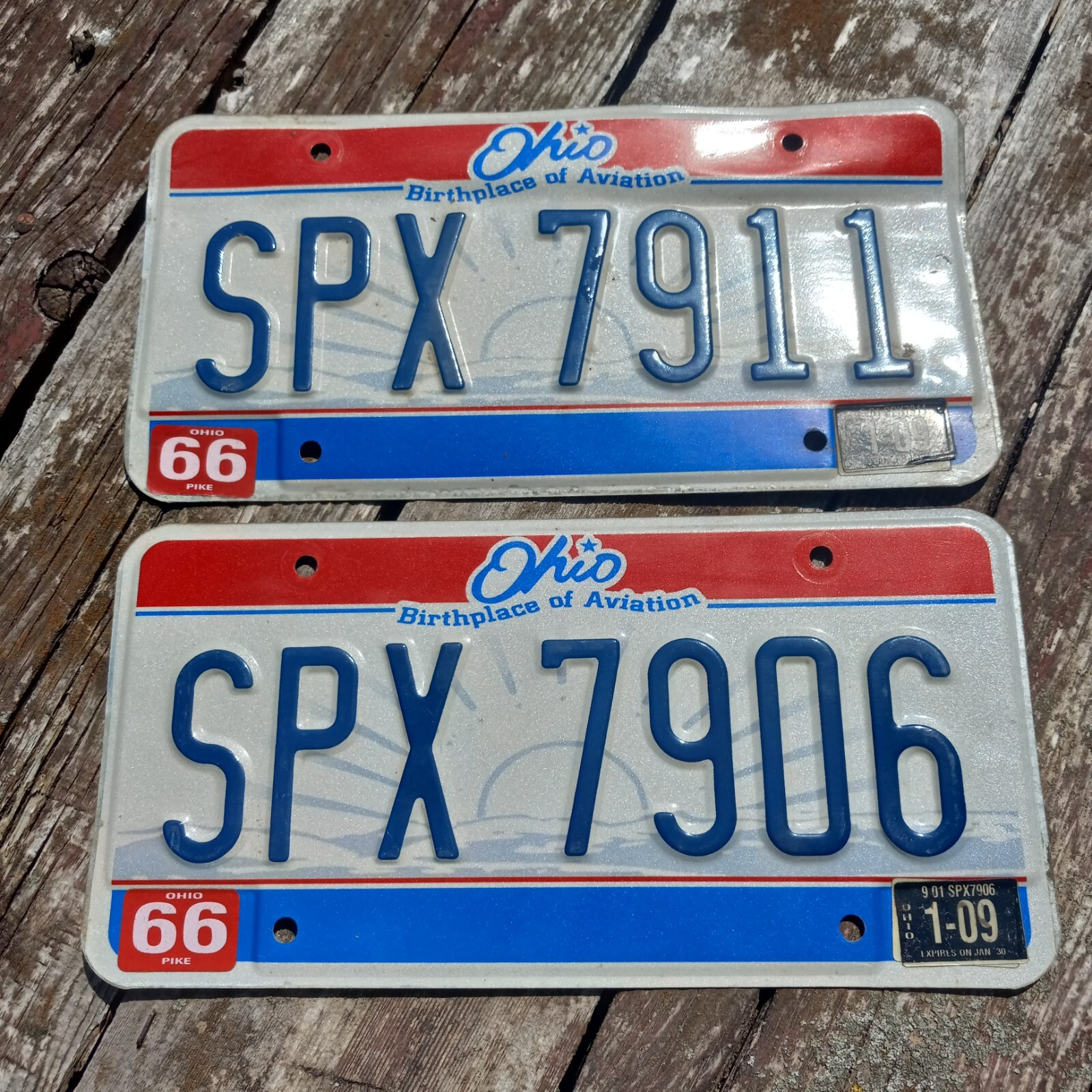 Lot of 2 2009 Ohio License Plates - #SPX 7906 #SPX 7911 (66 Pike County ...