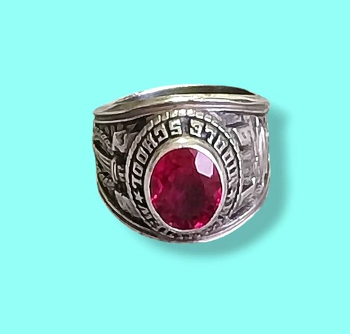 Vintage 1978 Central Middle School Lab Ruby Class Ring Sterling Silver ...
