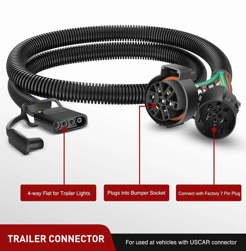USCAR 7 Pin to 4 Pin Trailer Wiring Harness Standard 7 Way USCAR Plug ...