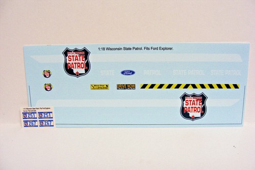 Wisconsin State Patrol 1/18 Waterslide Decal Sheet Set Fits Motormax ...