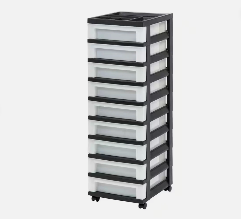 IRIS Medium 9-Drawer Craft Storage Rolling Cart w/ Organizer Top ...