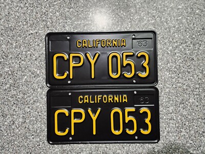 1963 Black California License Plates, 1963, Pro Restored, DMV Clear ...