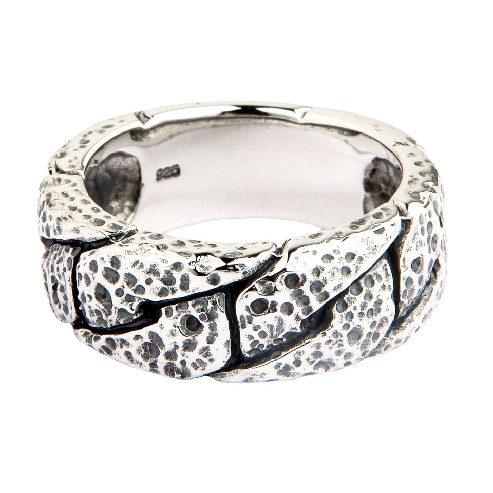 HAMMERED KNOT 925 STERLING SILVER MENS RING NEW BIKER CHOPPER ROCKER ...