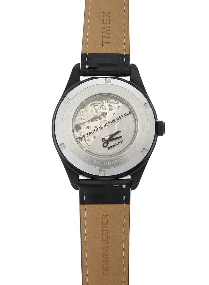 Timex X DENHAM COLLABORATION Day-Date 42mm Leather Strap Watch Black | eBay