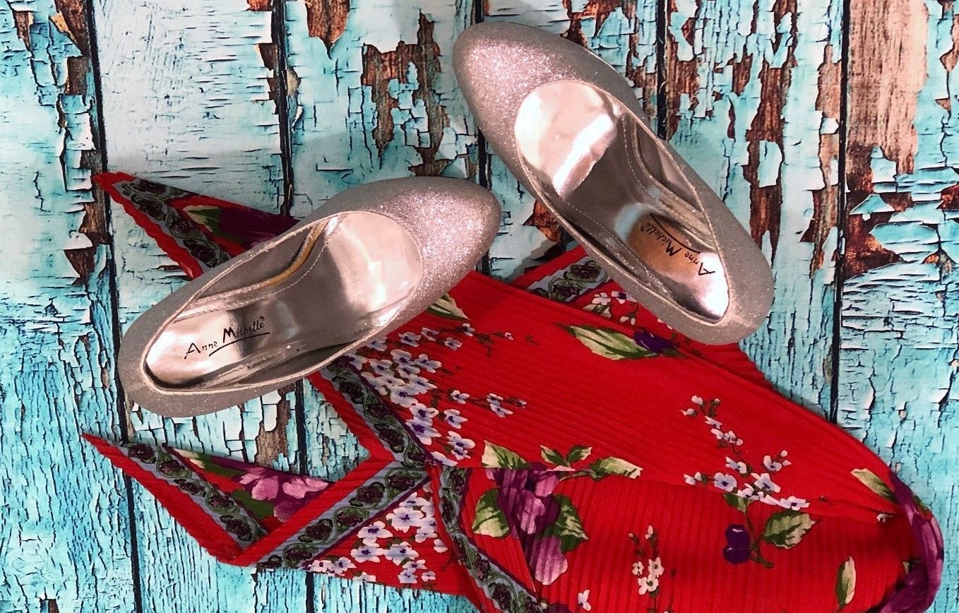 Anne Michelle Women High Heel Platform Silver Glitte… - Gem