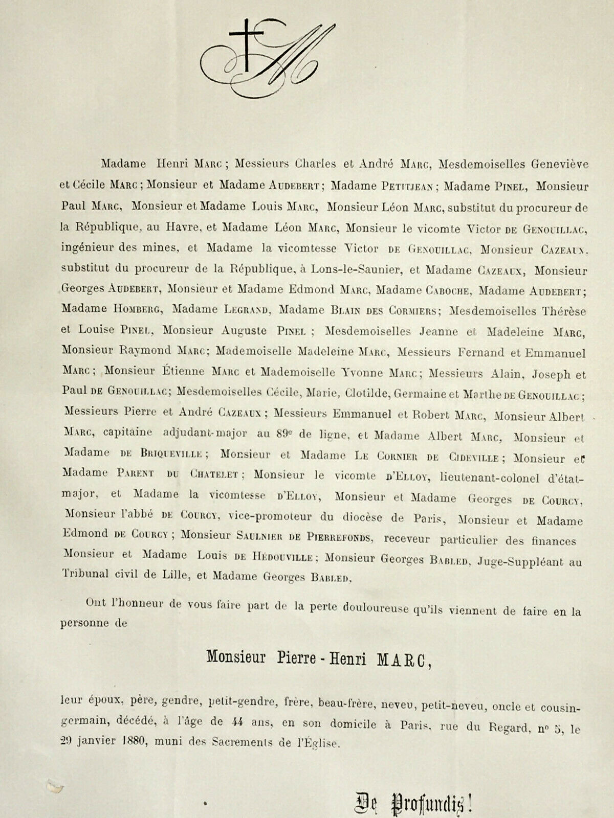 MARC Audebert Genouillac FAIRE PART Blain Cormiers Pinel Cazeaux Babled ...