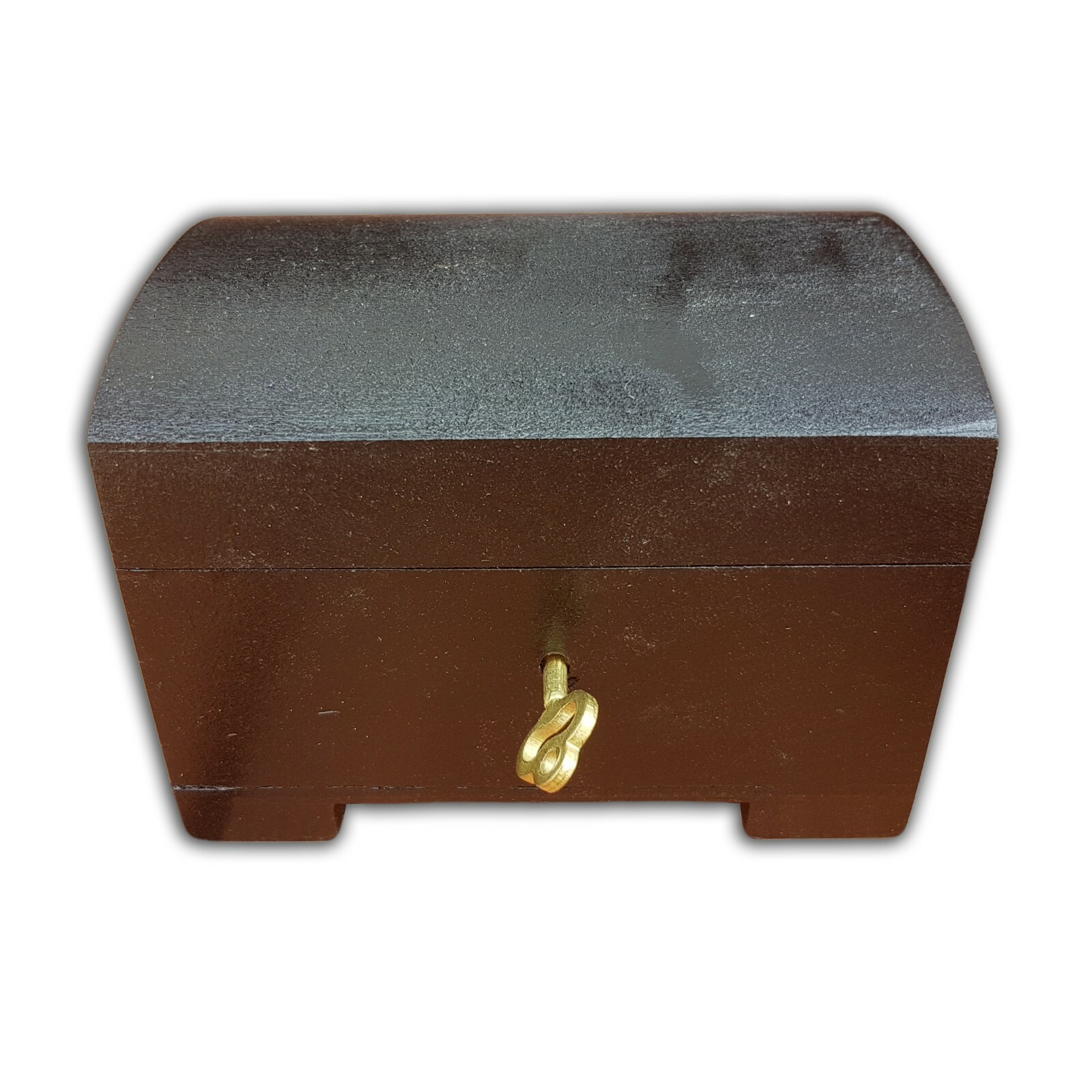 WOODEN JEWELLERY SMALL CHEST LOCK AND KEY, HAND PAINTED IN BLACK COLOR ...