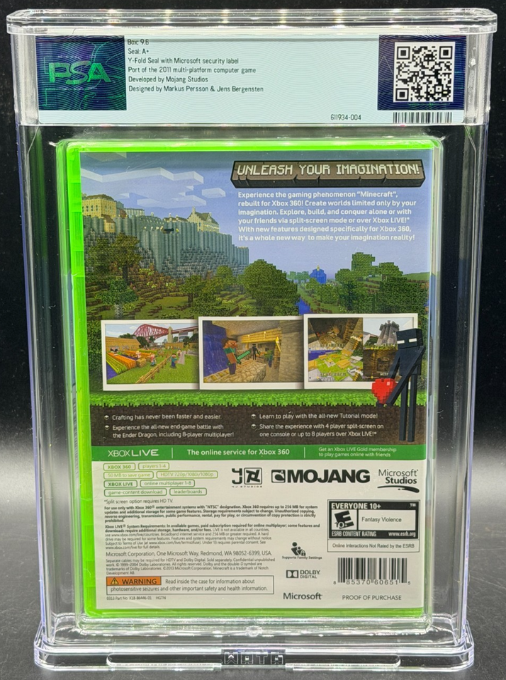 Minecraft Xbox 360 Edizione Microsoft Xbox 360 Sigillato PSA 9.6 A+ ...