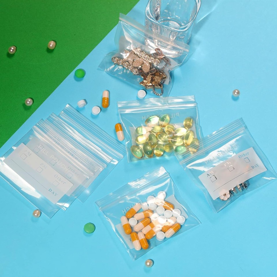 125 Pack Reusable Pill Pouches Ziplock Pill Bags for Travel Medicine ...