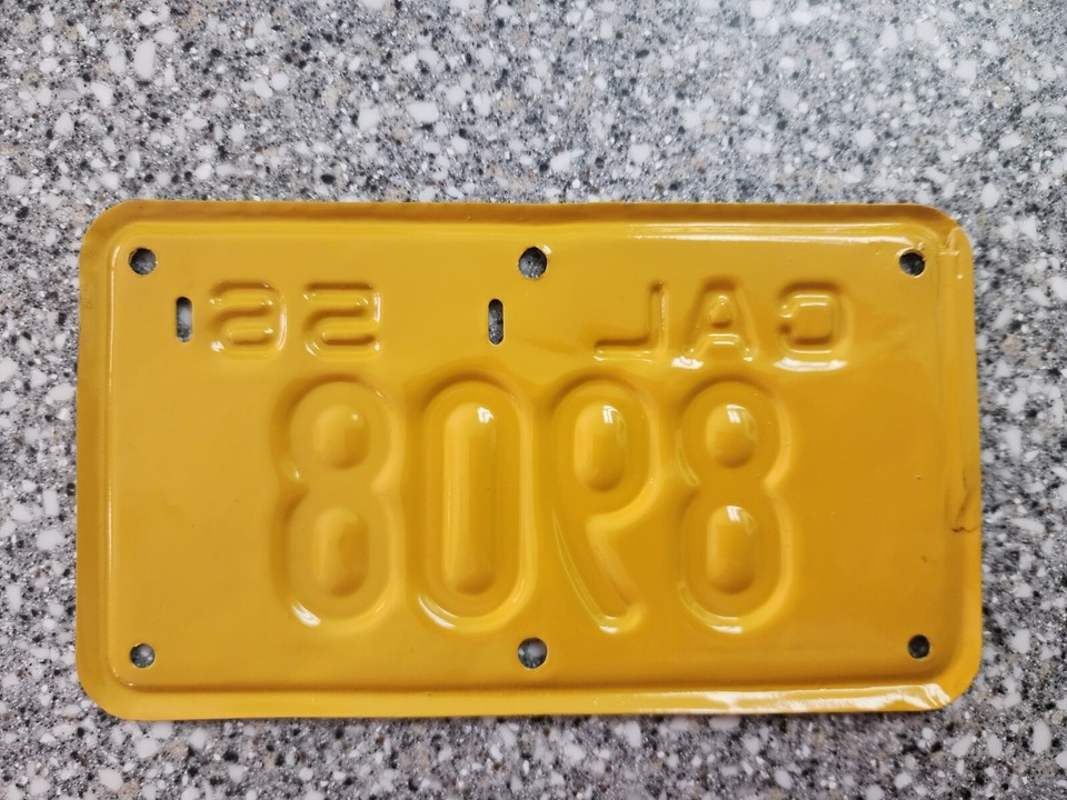 1956 California Motorcycle License Plate, 1958 Validation, Pro-Restored ...