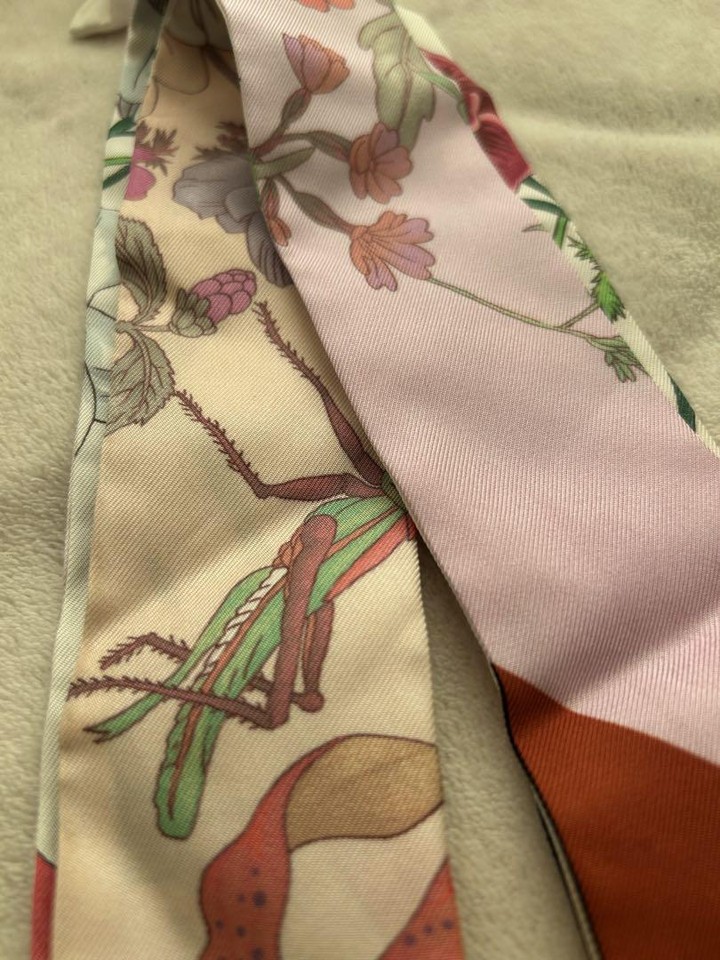 Gucci Silk Scarf Floral and Insect Print Multicolor 5cm Wide | eBay