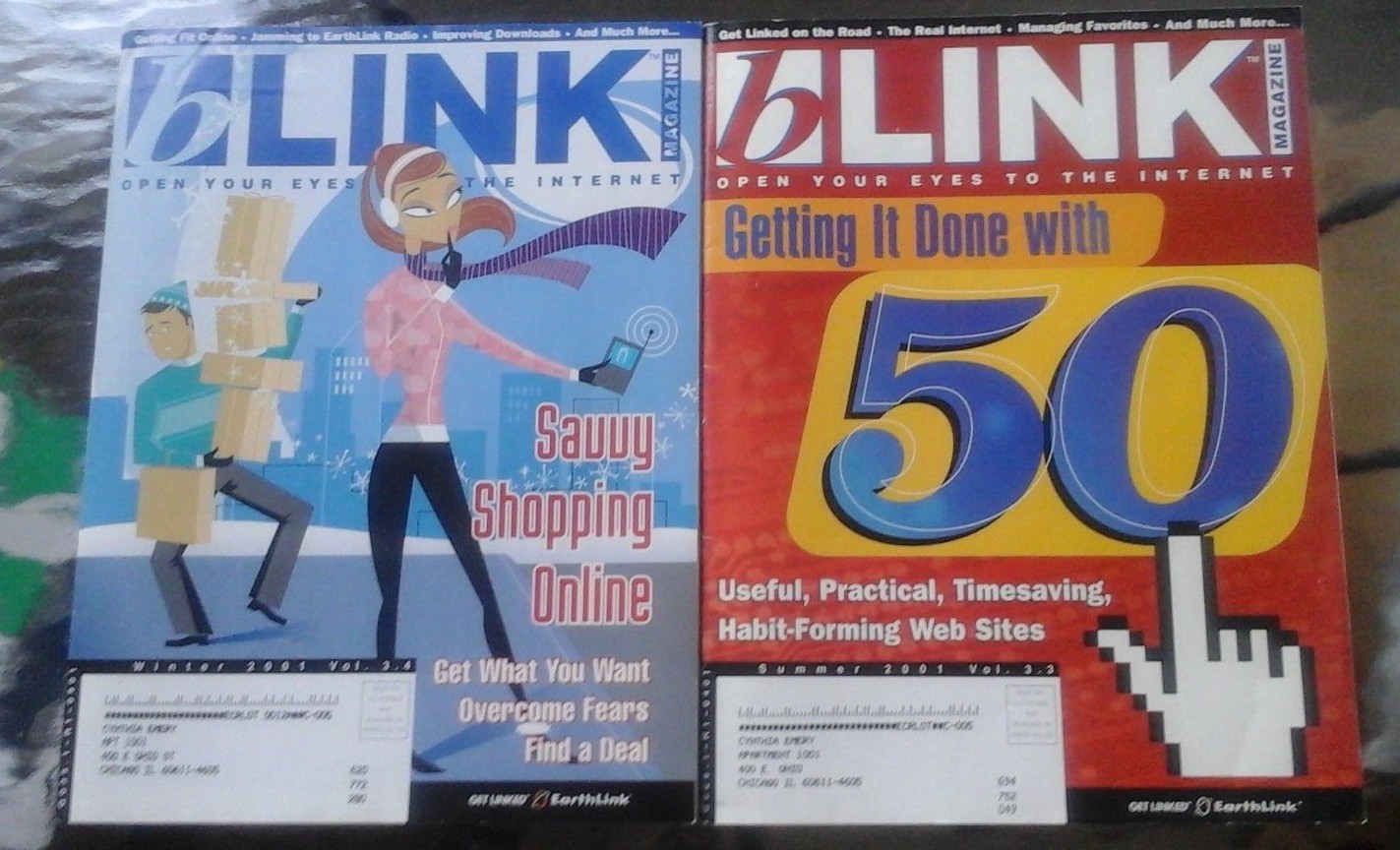 4 bLINK EARTHLINK MAGAZINES OCT/NOV 2000,FEB/MARCH 2001,SUMMER 2001 ...