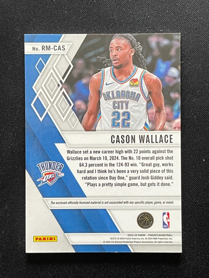 Cason Wallace 2023-24 Panini Phoenix RC Rookie Material #RM-CAS | eBay