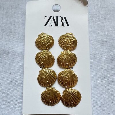 New Zara Shell Gold Dangle Earrings 1124/017 | eBay