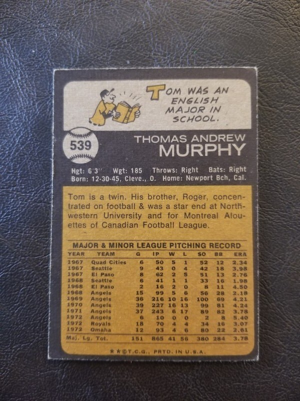 TOM MURPHY 1973 TOPPS BASEBALL CARD # 539 KANSAS CITY ROYALS | eBay
