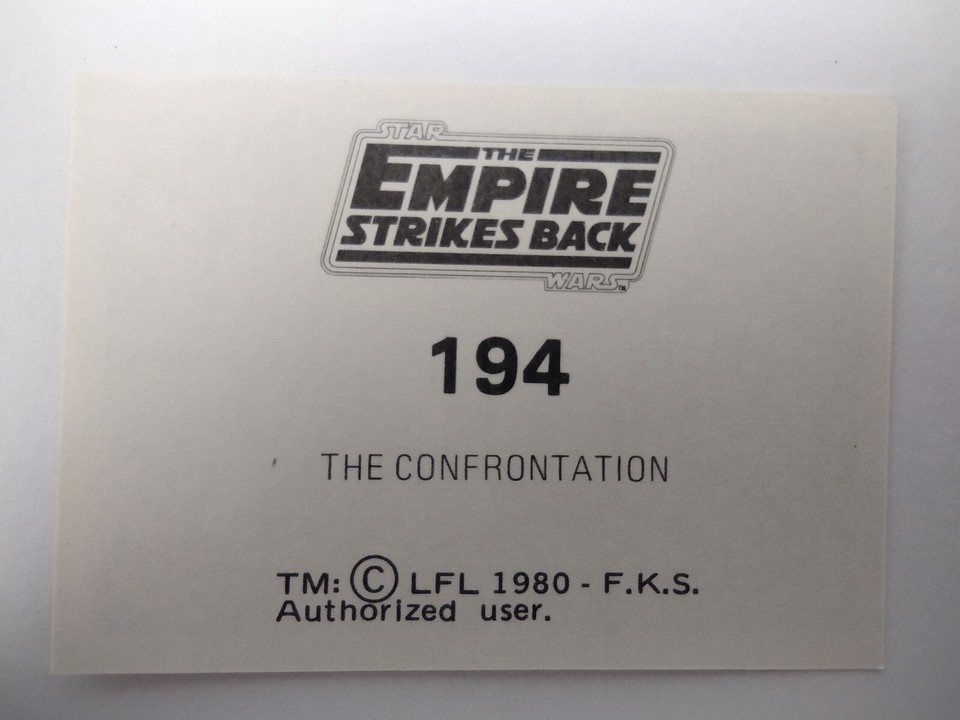 1980 FKS Empire Strikes Back Sticker #194 The Confrontation NRMT | eBay