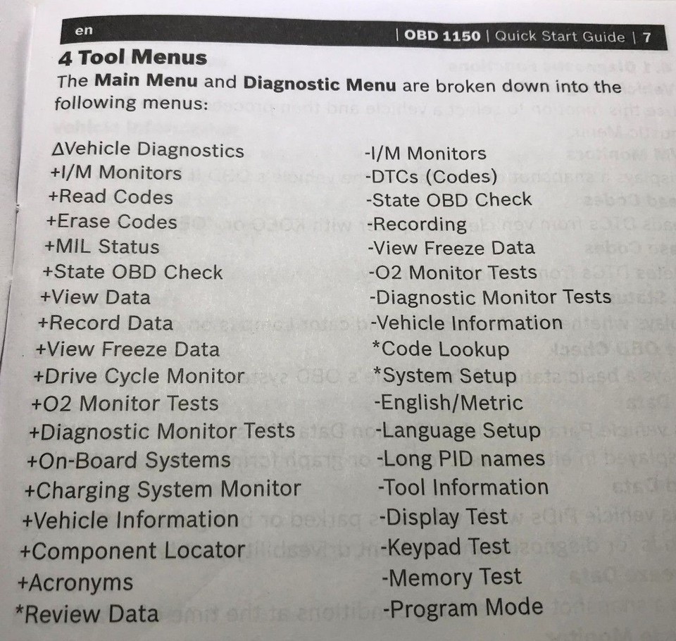 BOSCH OBD II 1150 Info Scan OBD2 CAN Eng Trans ABS Graph & LIVE DATA ...