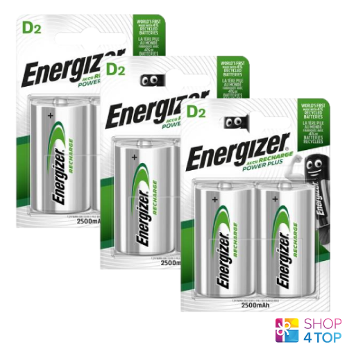 6 ENERGIZER RECHARGEABLE D HR20 BATTERIES POWER PLUS NiMH 1.2V 2500mAh ...