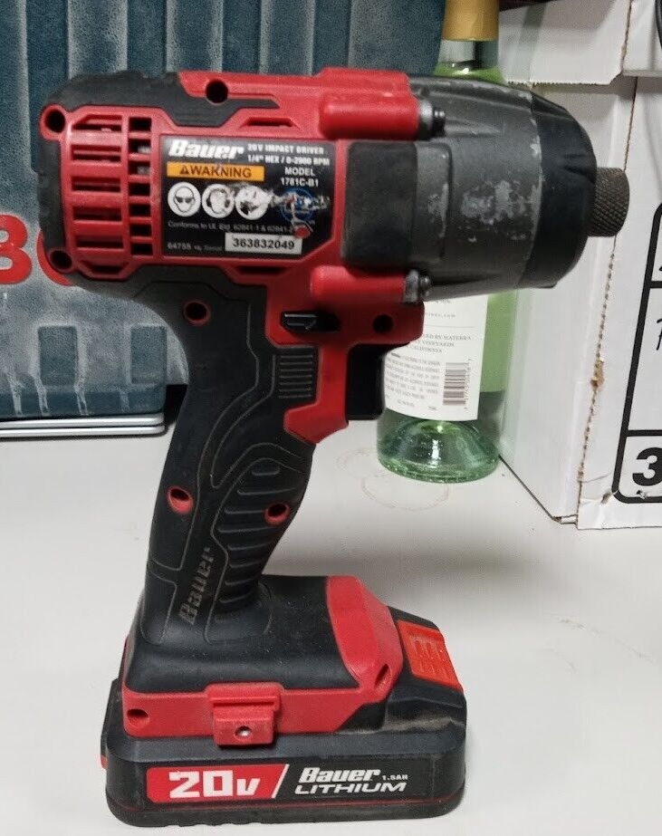 Bauer 1781C-B1 20V Cordless Impact Wrench/Driver Kit 1/4 W/ Battery ...