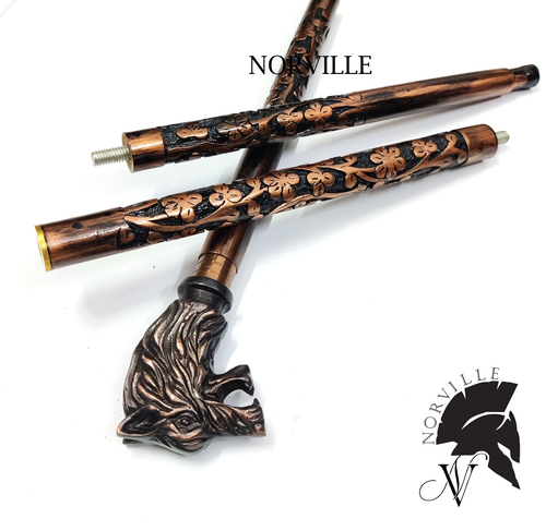 Unique Designer Fancy Walking Stick Wooden Carved Walking Cane Brass ...