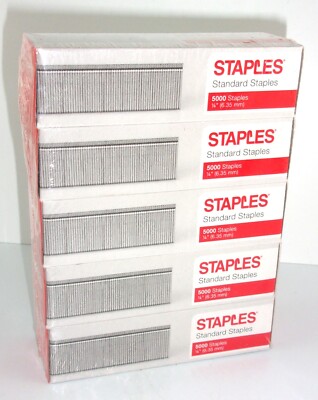 5 packs of STANDARD STAPLES 1/4" 5000 Staples per Box Full Strip | eBay