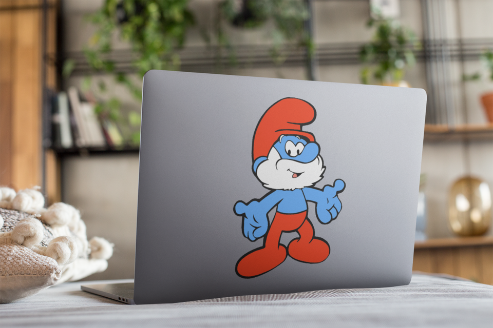 PAPA SMURF Vinyl Car Window Decal Graphic Laptop Toolbox Bumper Sticker ...