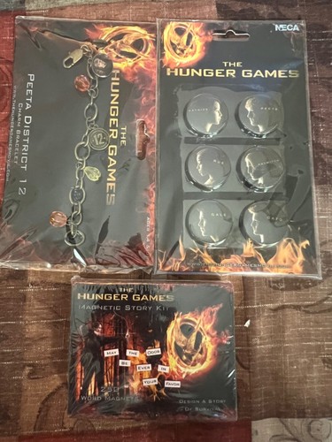 2012 Lot HUNGER GAMES Peeta Bracelet Neca Character Pin Set Magnetic ...